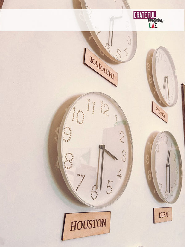 Expat life - wall clock labels - 4 pcs – CratefulMomUAE